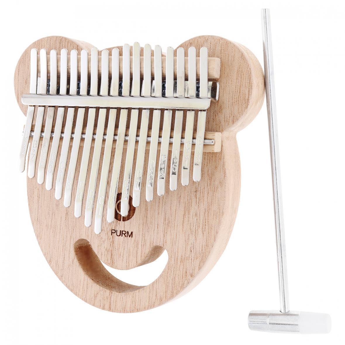 17 Key Mahogany&metal Bear Face Shape Thumb Piano Kalimba Mbira with T ...