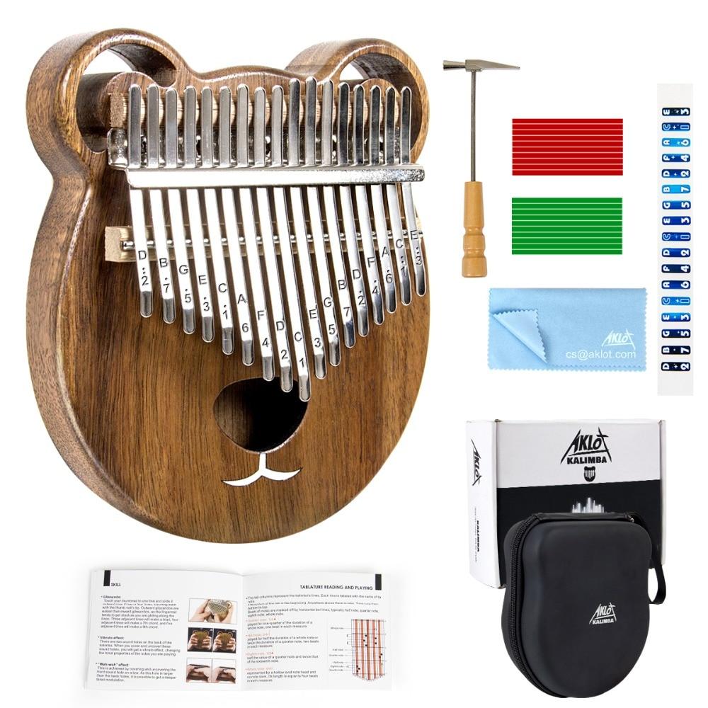 Aklot 17 Key Kalimba Thumb Piano Solid Walnut Wood Marimba Kit with St ...