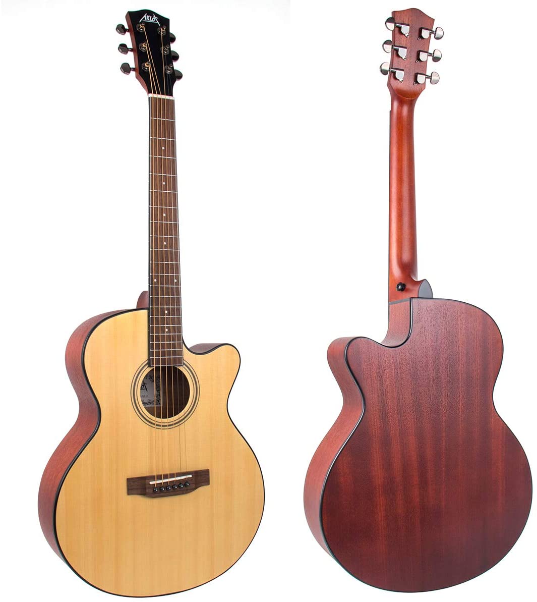 AKLOT Acoustic Guitar Full Size 38 inch Spruce Cutaway Guitar Bundle f