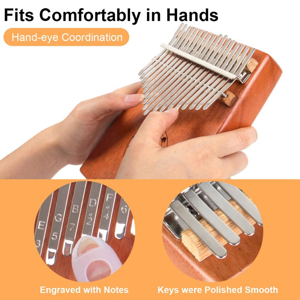 Horse Kalimba 17 Key Thumb Piano Solid Mahogany Kalimba Stickers Case ...