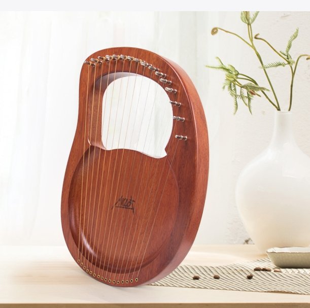 Lyre Harp, AKLOT 16 Metal Strings Mahogany Lye Harp with Tuning Wrench