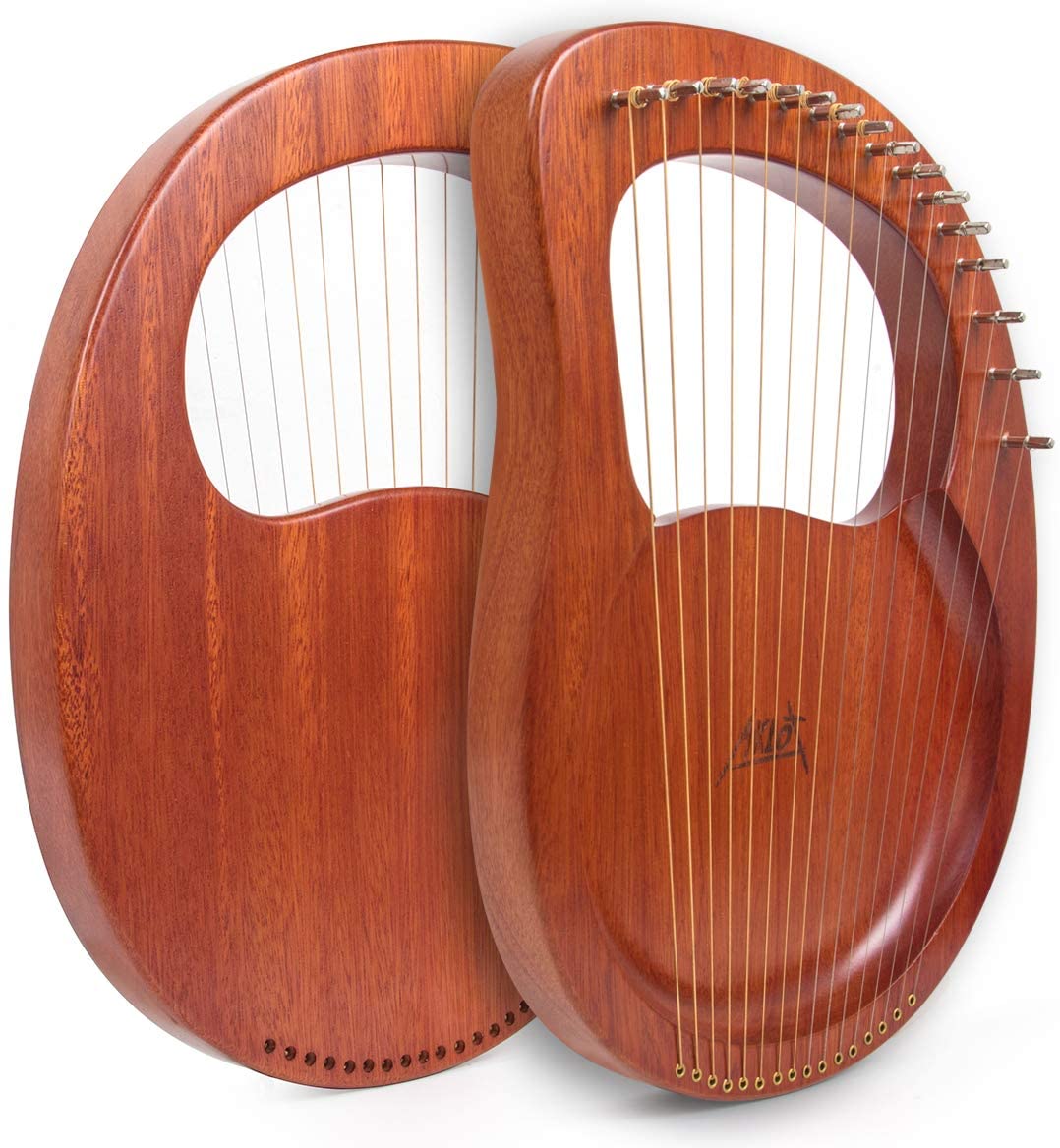 Lyre Harp, AKLOT 16 Metal Strings Mahogany Lye Harp with Tuning Wrench