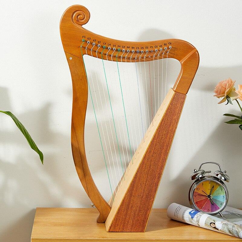 Mini Harp Toy Miniature Music Instrument Veneer Wood 19 String Mahogan ...